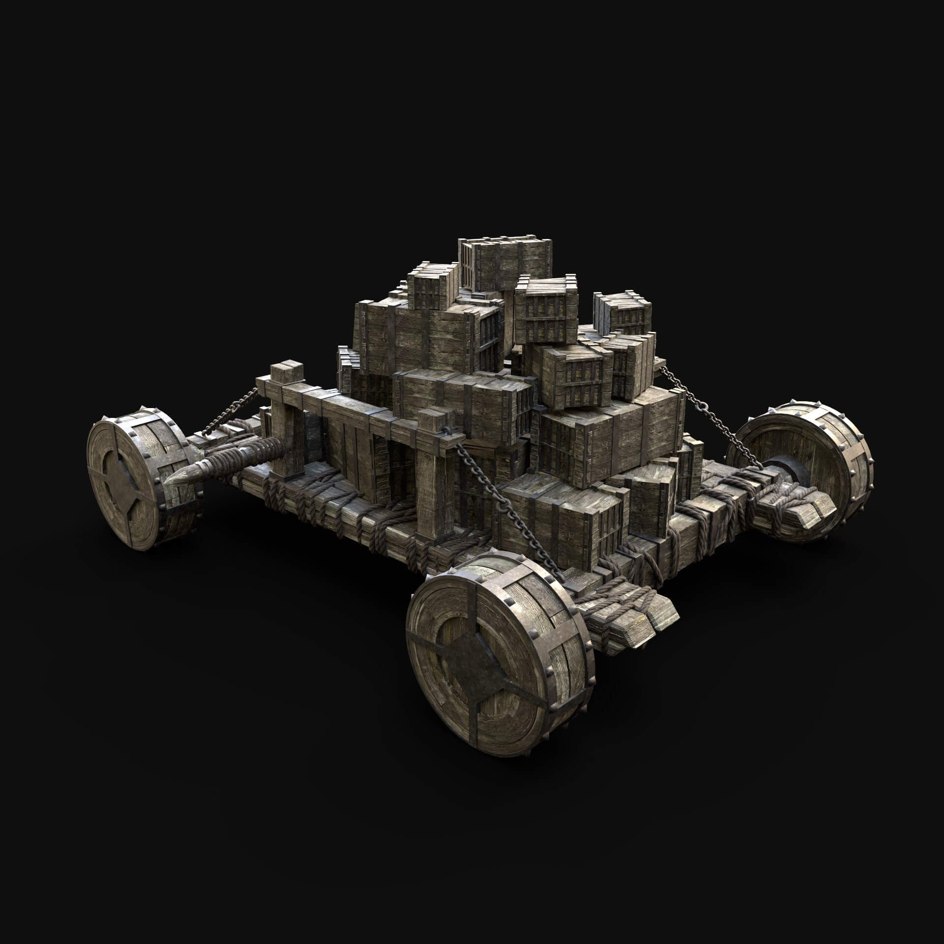 Heavy Medieval Wagon - 3D Model by Enterables