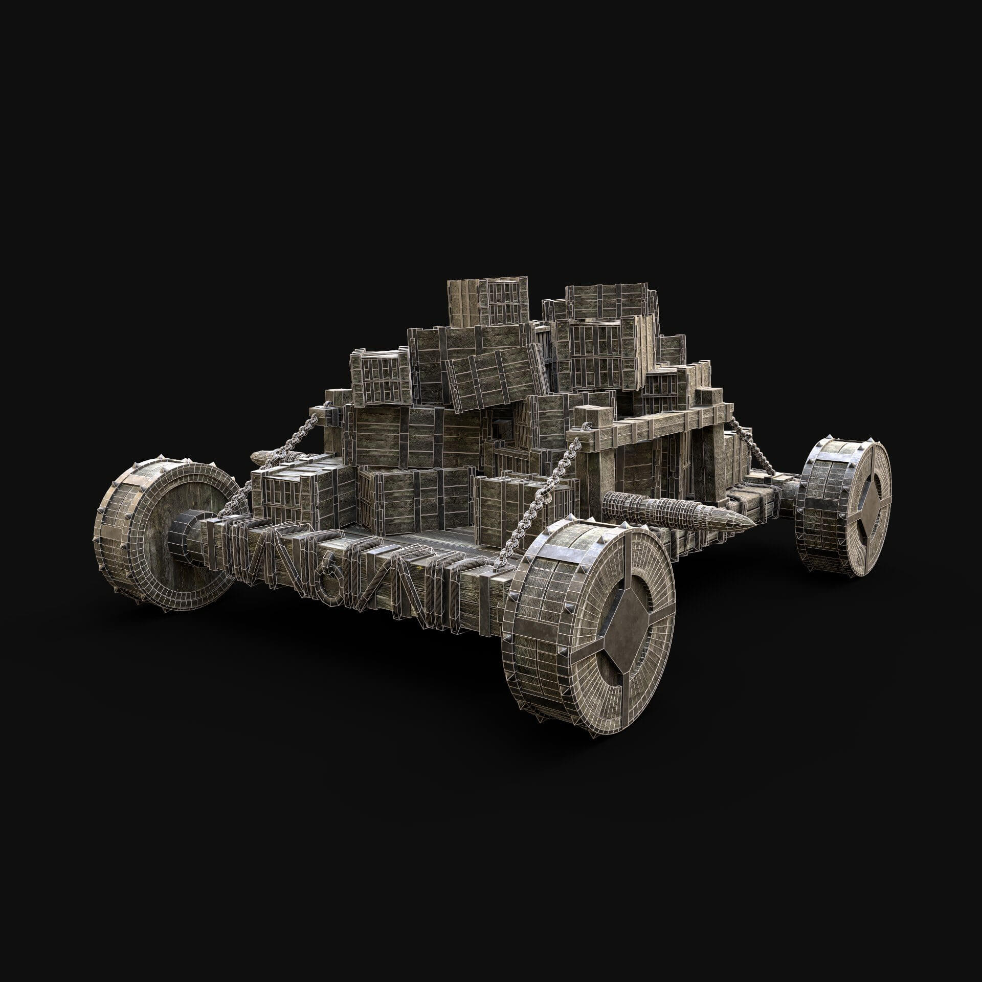 Heavy Medieval Wagon - 3D Model by Enterables
