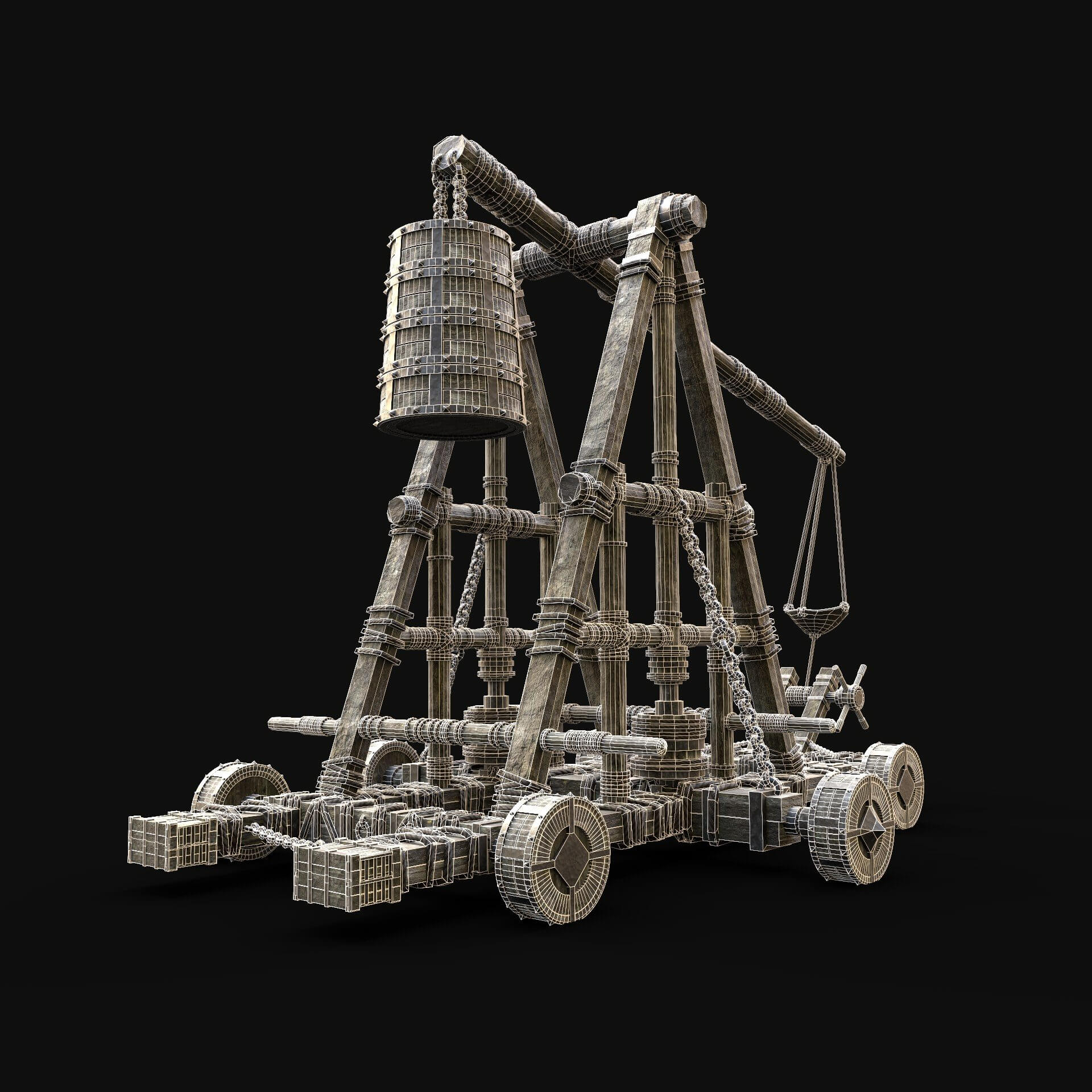 Medieval Trebuchet - 3D Model by Enterables