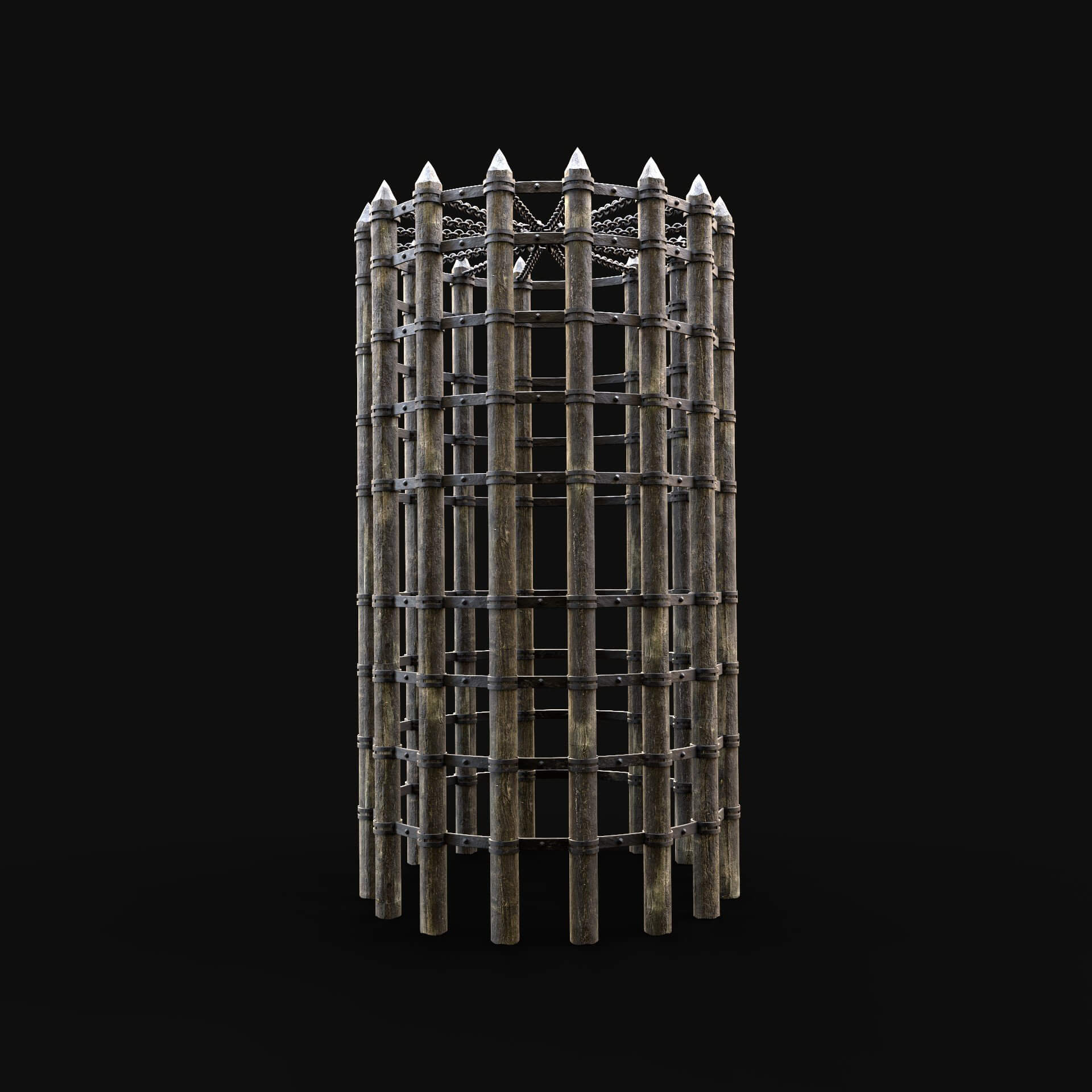 Medieval Wooden Cage - 3D Model by Enterables