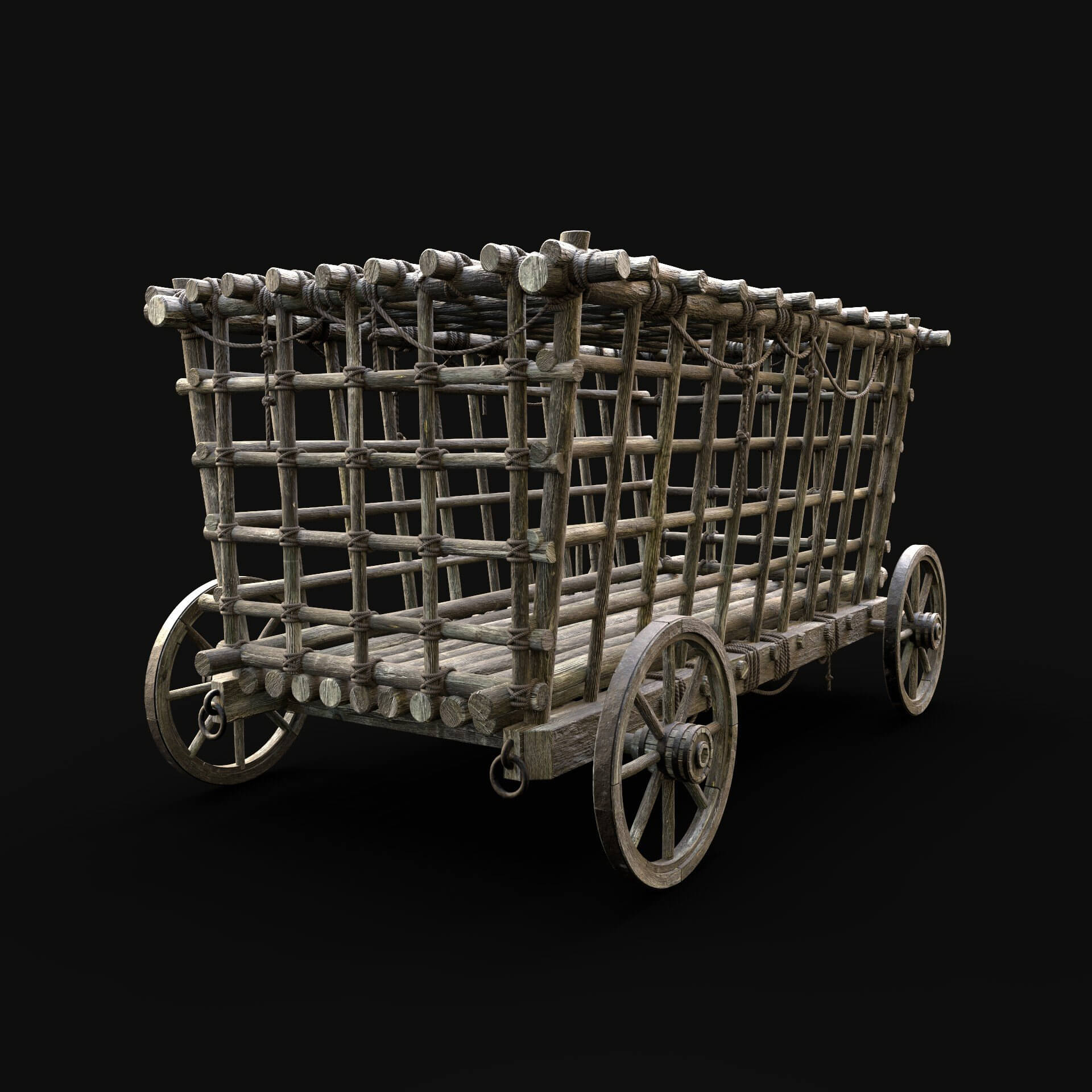 Medieval Wooden Animal Cage - 3D Model by Enterables