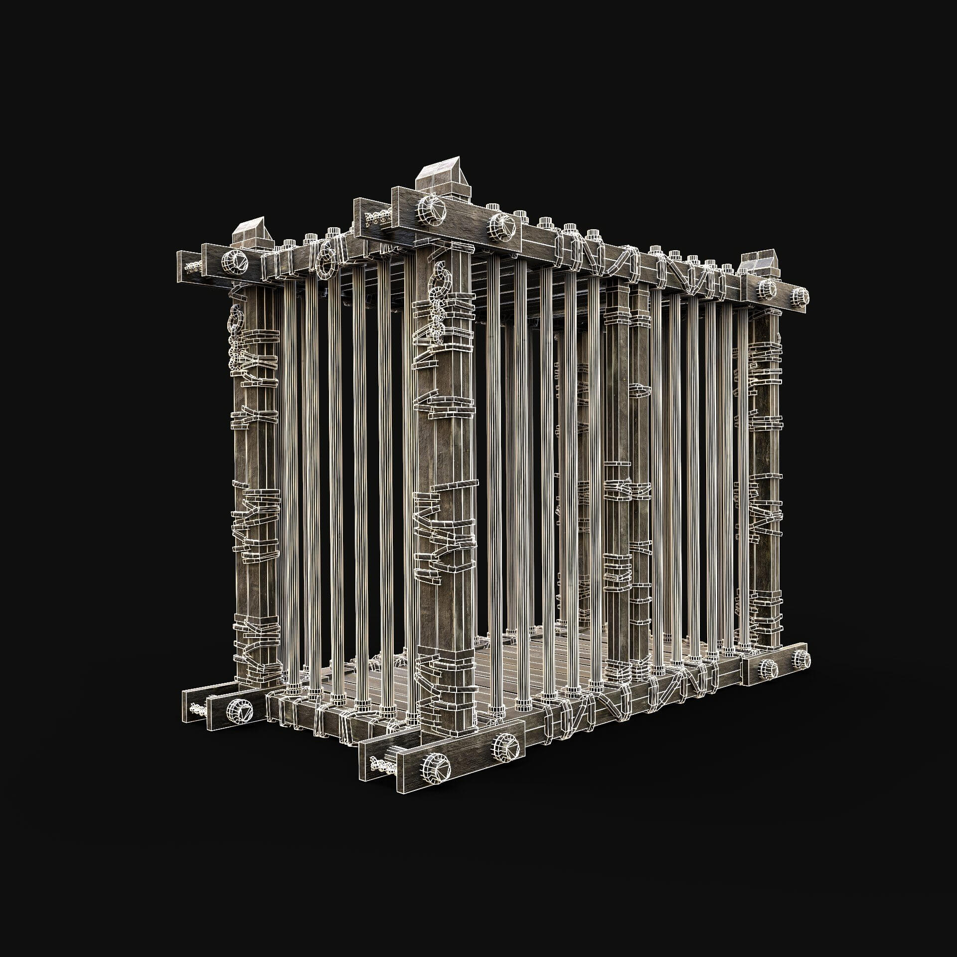 Medieval Wooden Cage Collection - 3D Model by Enterables