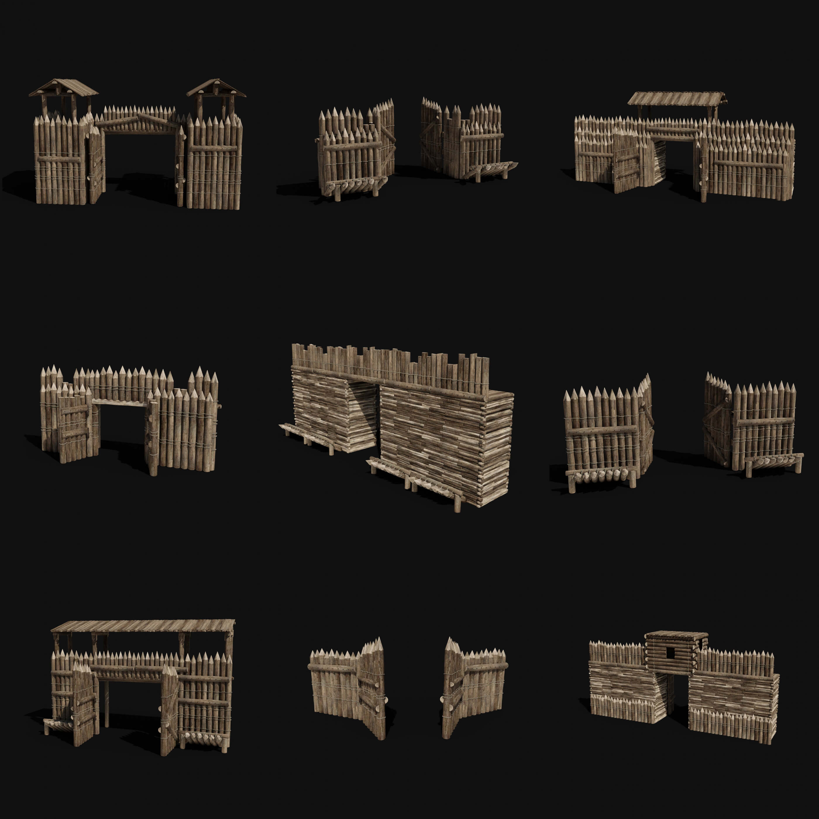 Wooden Gates Medieval Door Collection - 3D Model by Enterables