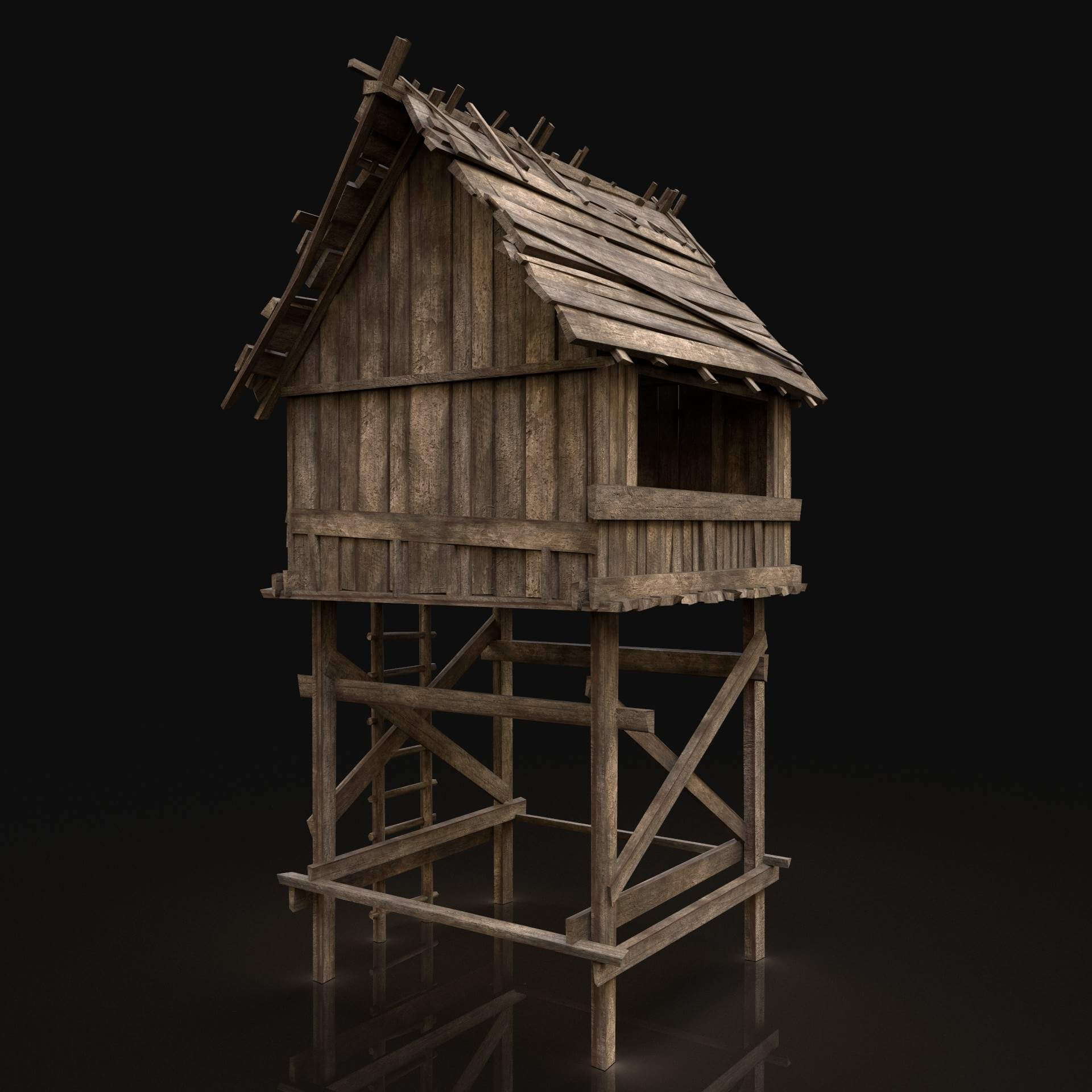 Wooden Medieval Watchtower - 3D Model by Enterables