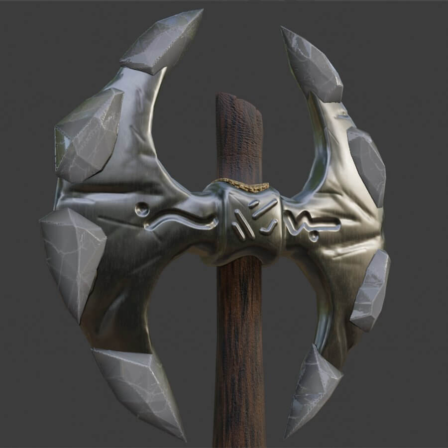 Two-handed Fantasy Axe 3D Model by ErnestoDelgado