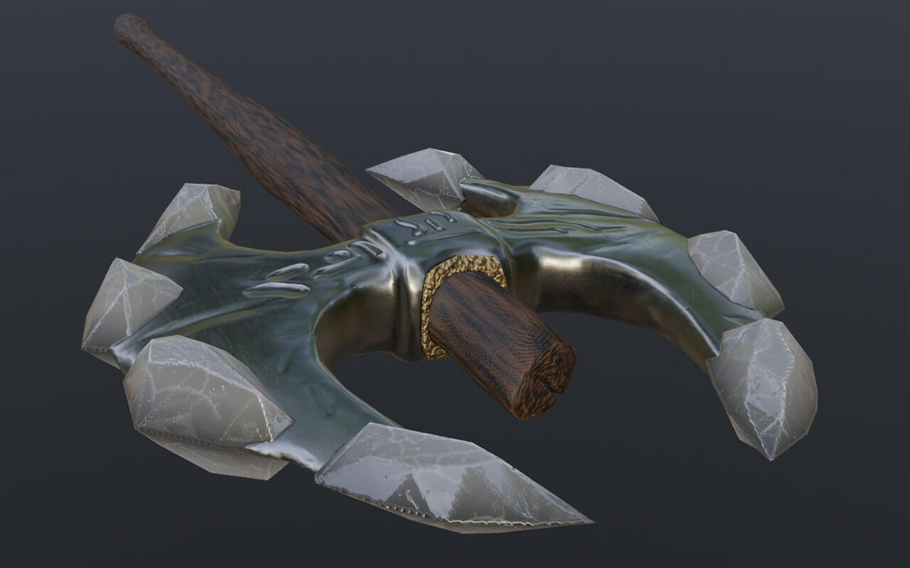 Two-handed Fantasy Axe 3D Model by ErnestoDelgado