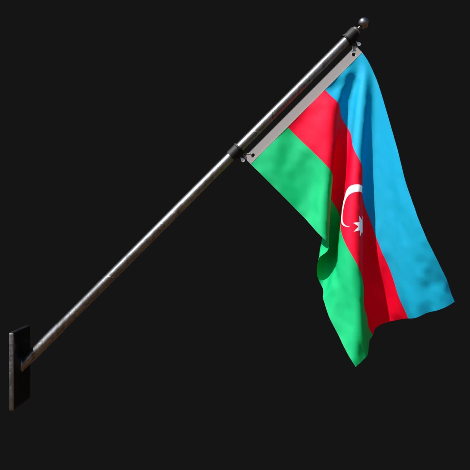 Flag of Azerbaijan 03 - 3D Model by ERTAN ZORLU