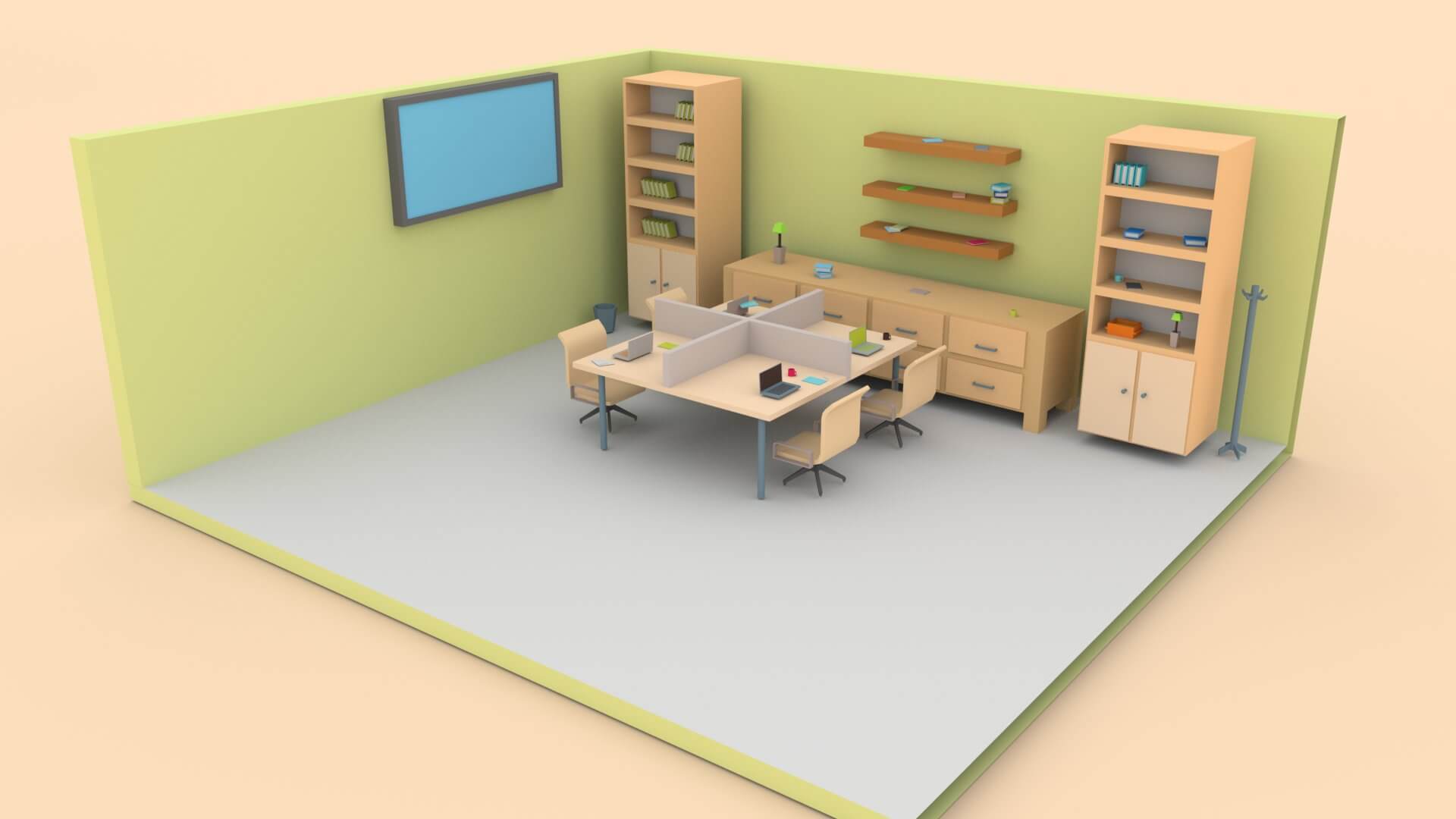 Office Cartoon - 3D Model by ERTAN ZORLU