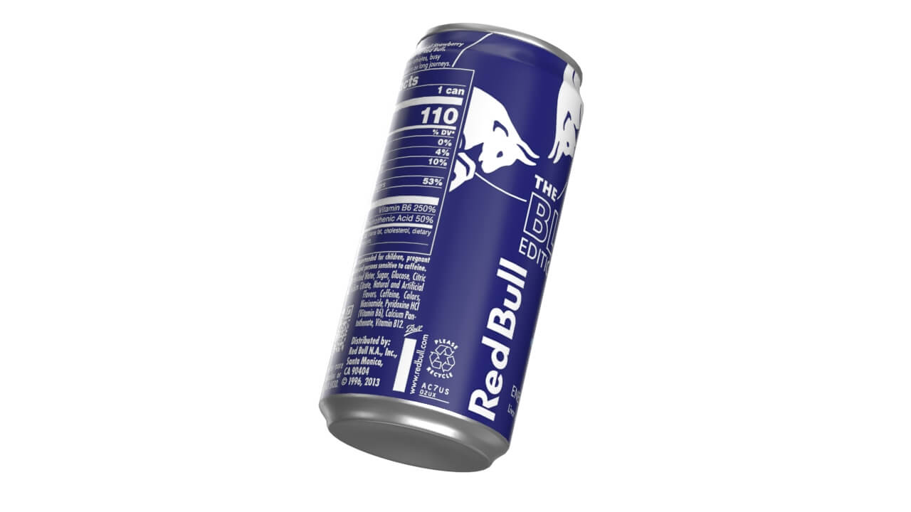 Red Bull Blue Edition Drink Can Sleek 250ml 01 - 3D Model by ERTAN ZORLU