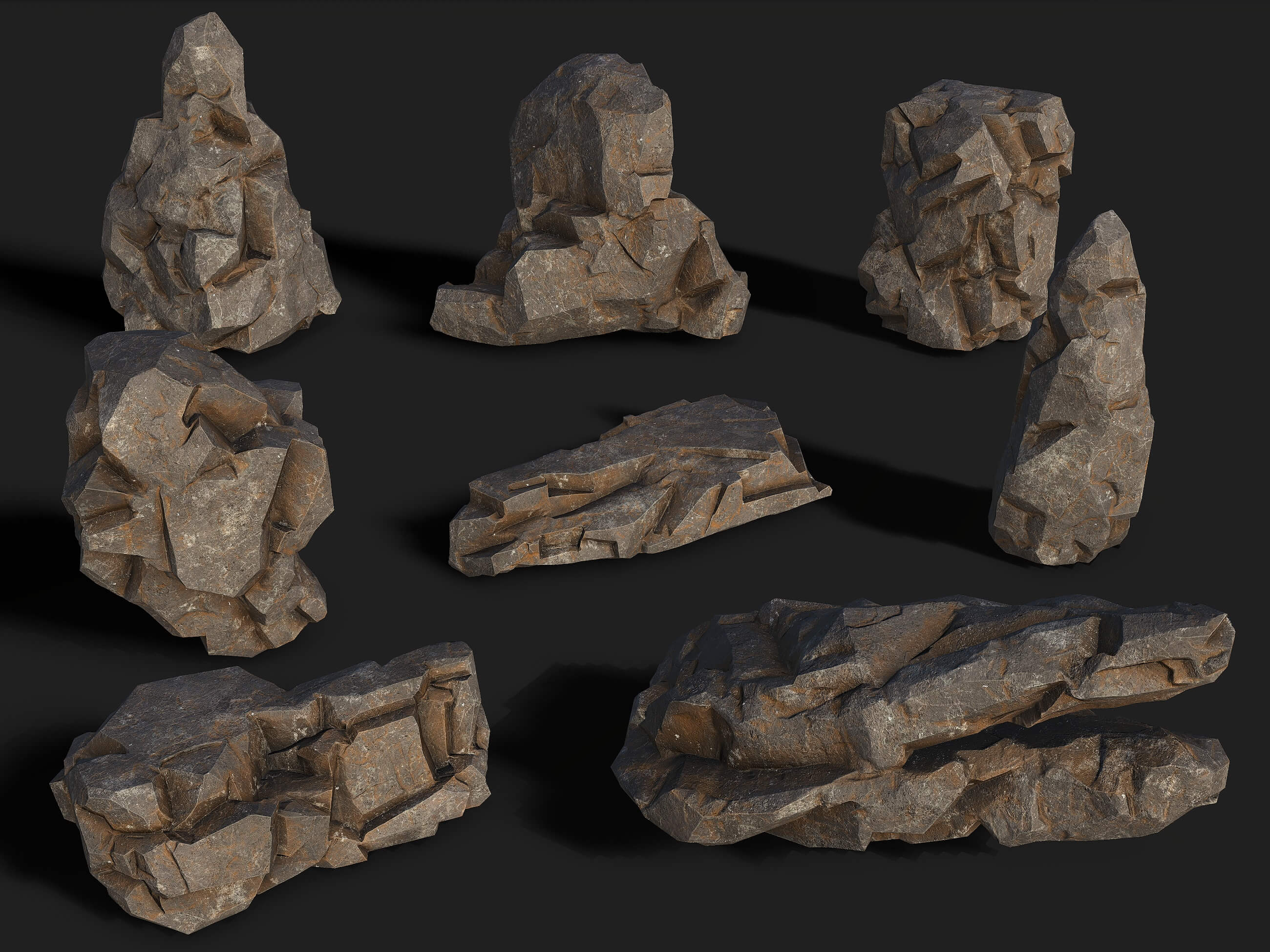 Rock Set PBR Low Poly 01 - 3D Model by ERTAN ZORLU