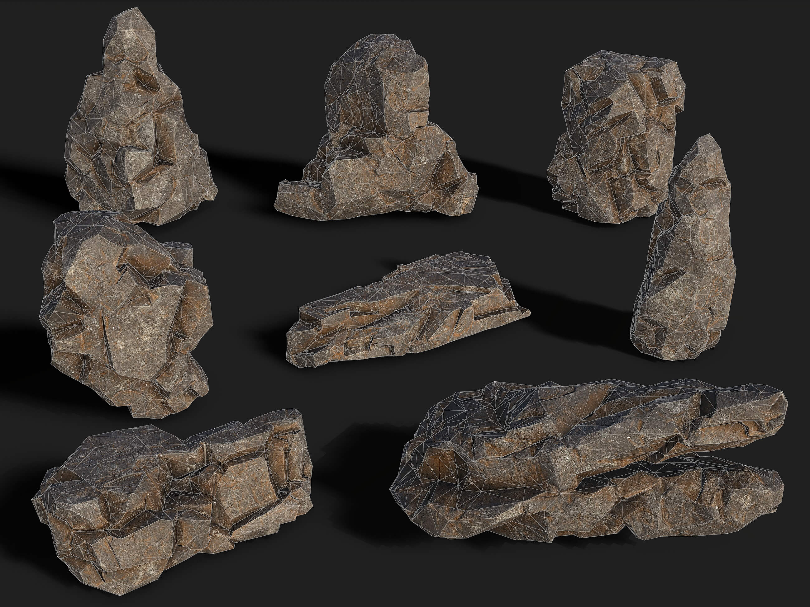 Rock Set PBR Low Poly 01 - 3D Model by ERTAN ZORLU