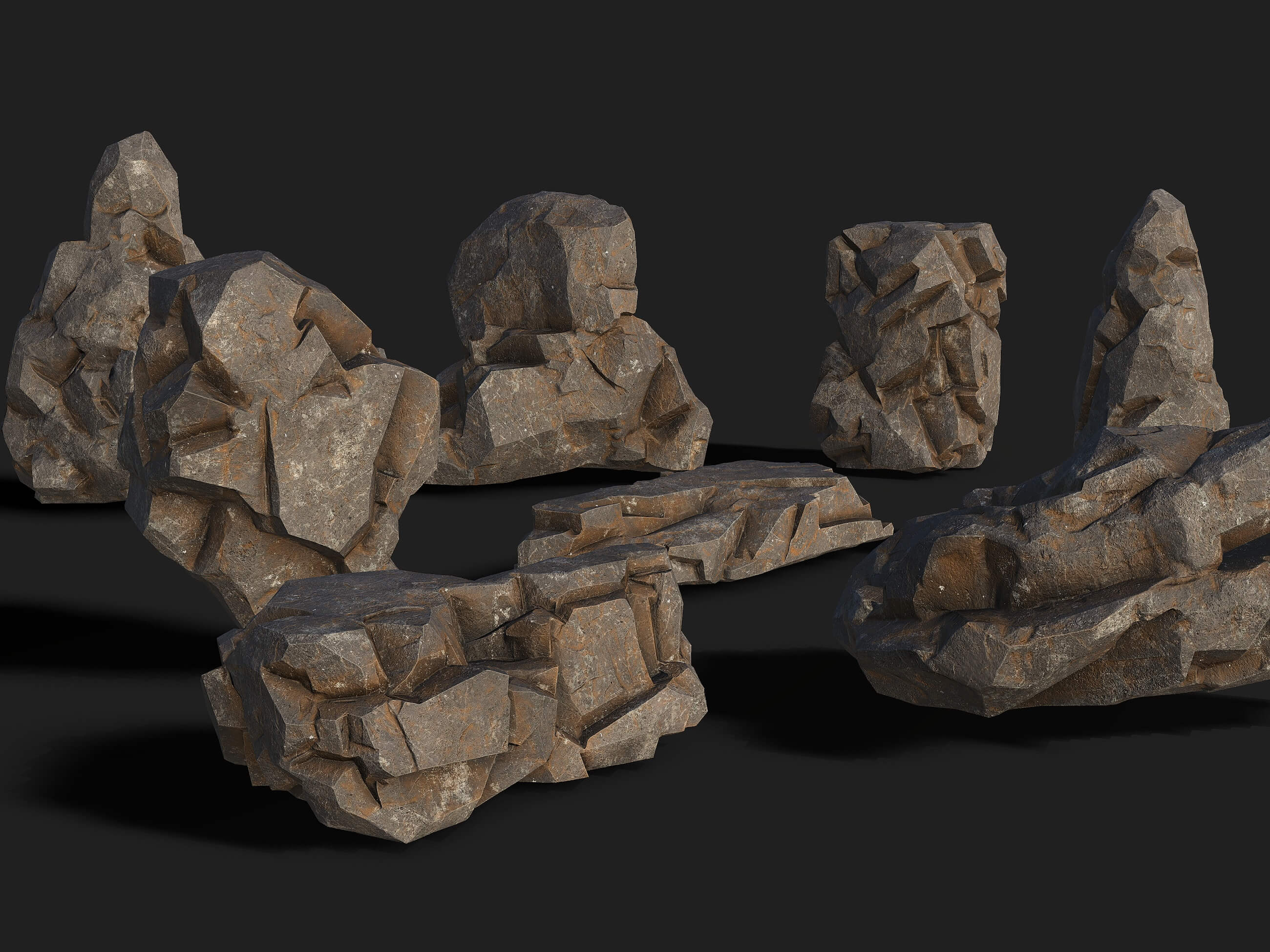 Rock Set PBR Low Poly 01 - 3D Model by ERTAN ZORLU