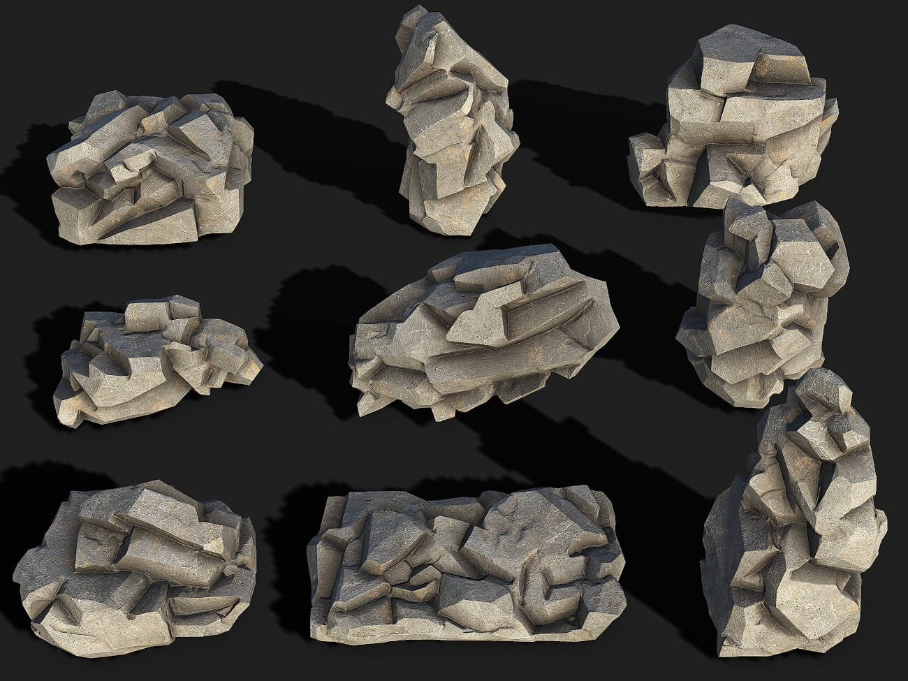 Rock Set PBR Low Poly 02 - 3D Model by ERTAN ZORLU
