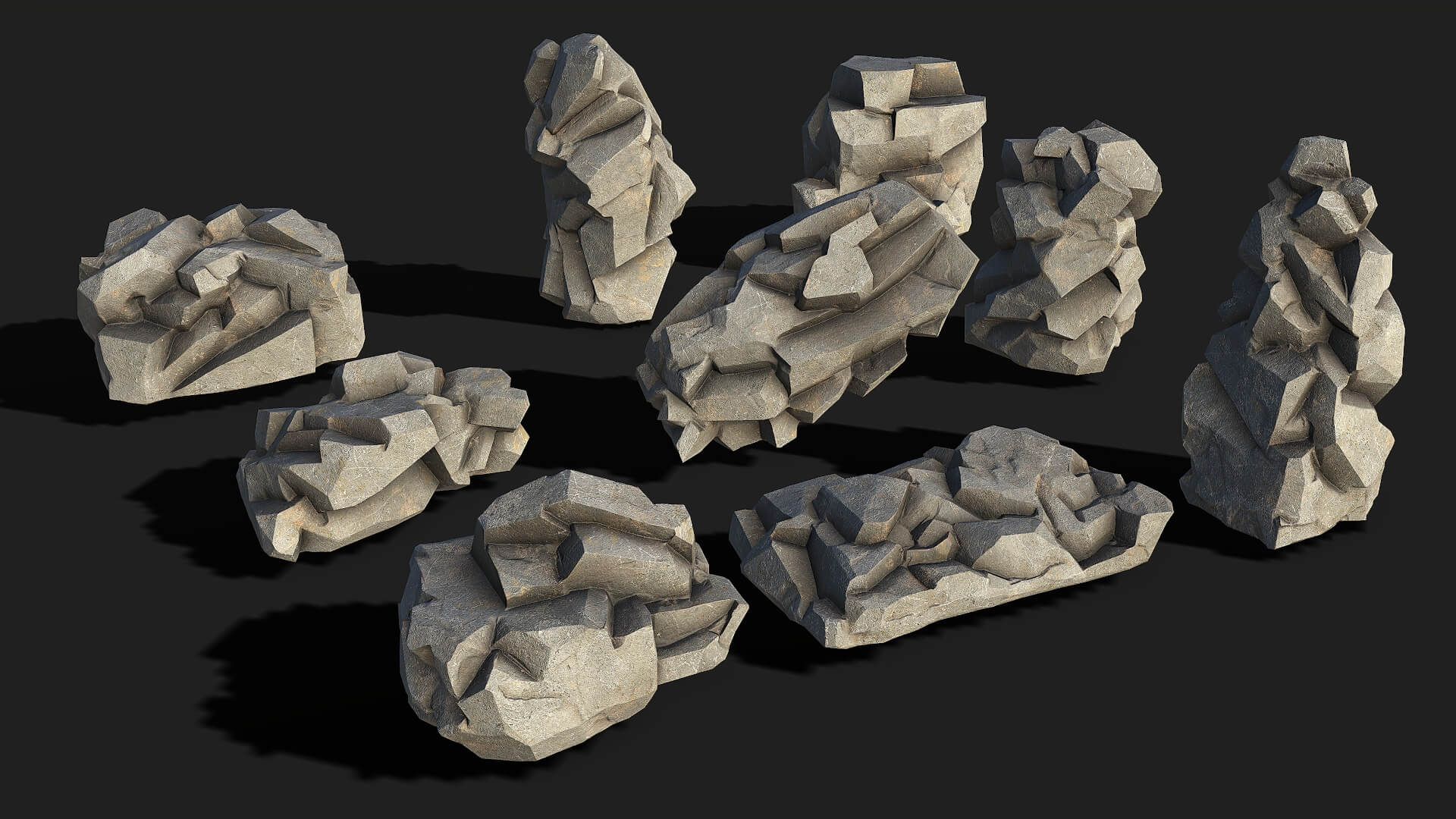 Rock Set PBR Low Poly 02 - 3D Model by ERTAN ZORLU