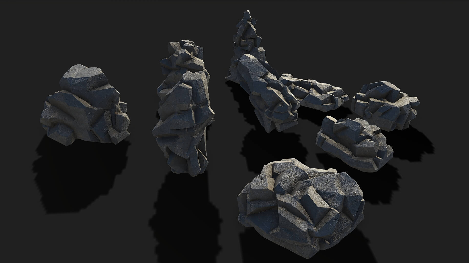 Rock Set PBR Low Poly 02 - 3D Model by ERTAN ZORLU