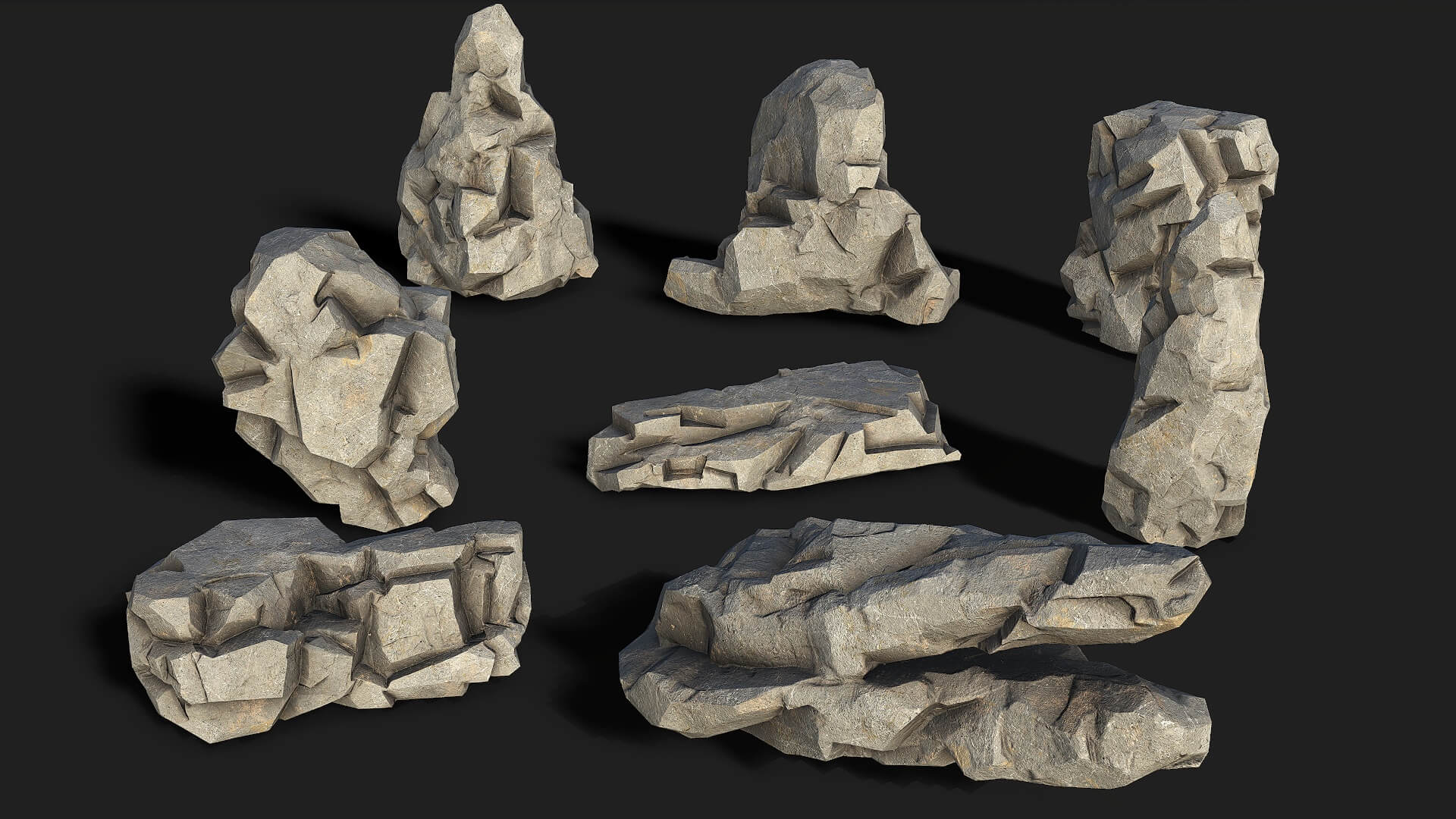 Rock Set PBR Low Poly 02 - 3D Model by ERTAN ZORLU