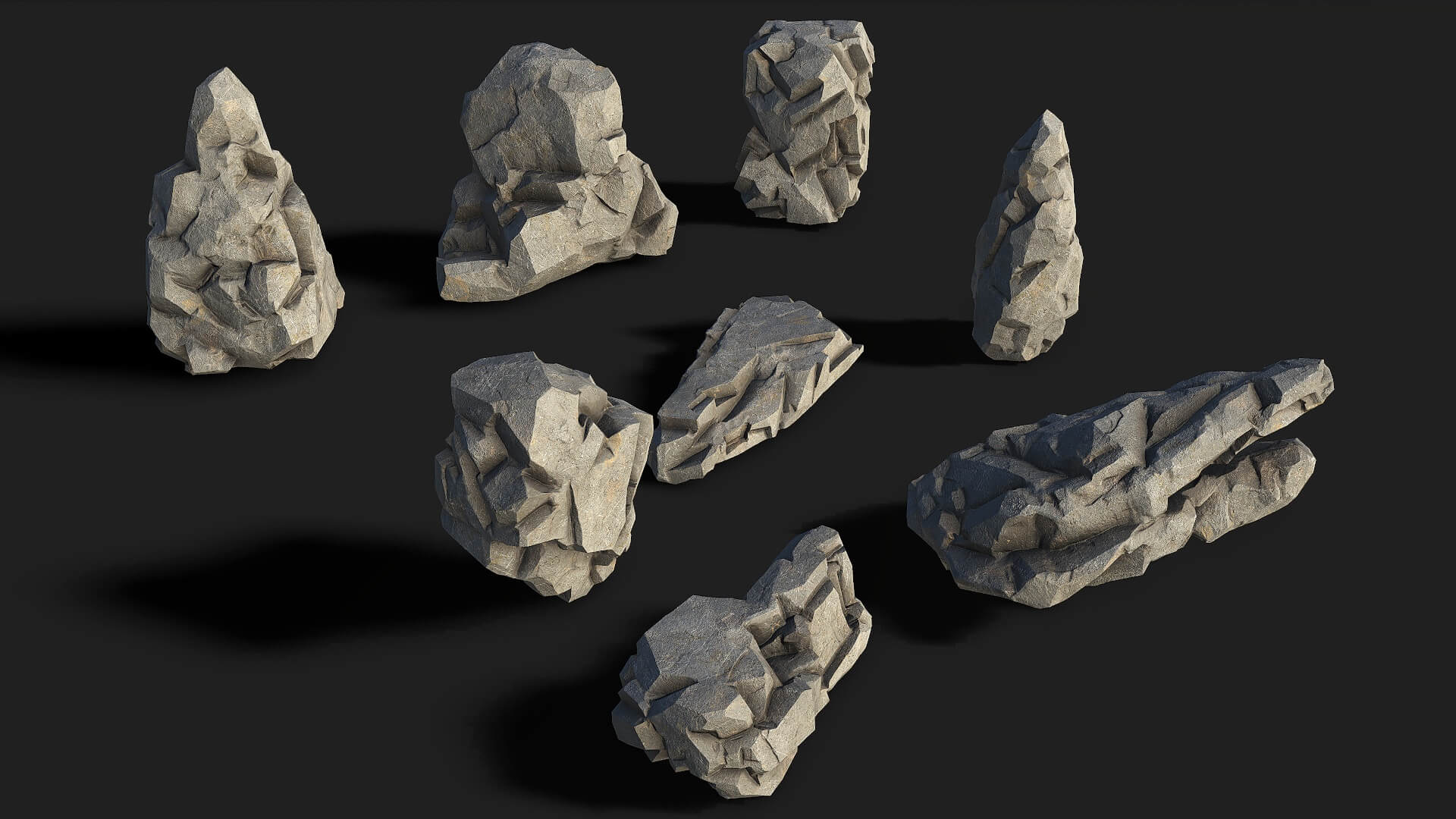 Rock Set PBR Low Poly 02 - 3D Model by ERTAN ZORLU
