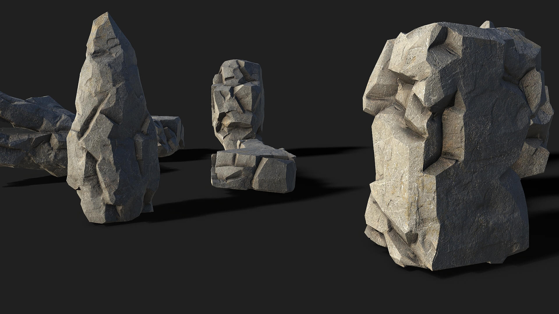 Rock Set PBR Low Poly 02 - 3D Model by ERTAN ZORLU