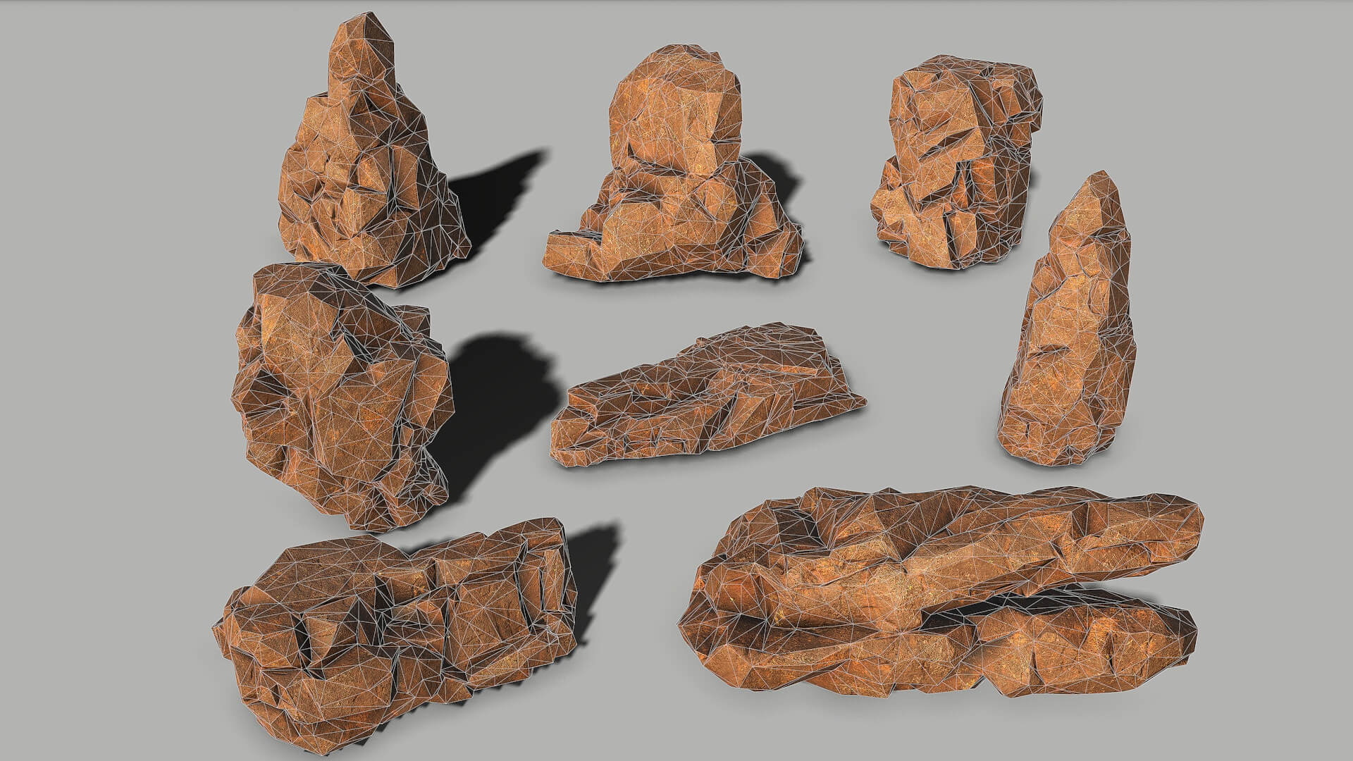 Rock Set PBR Low Poly 04 - 3D Model by ERTAN ZORLU