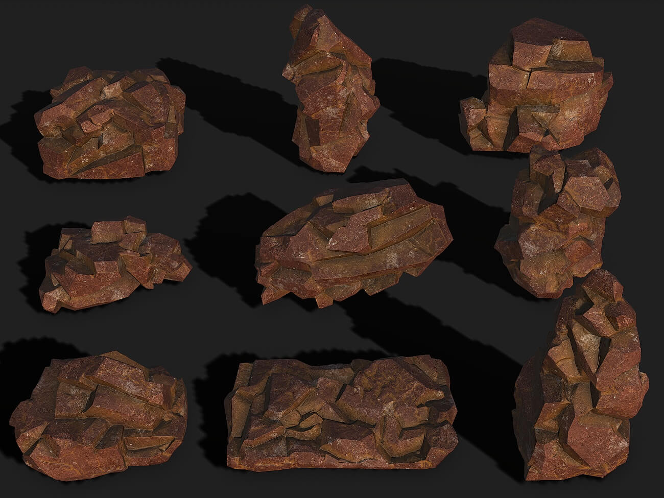 Rock Set PBR Low Poly 03 - 3D Model by ERTAN ZORLU