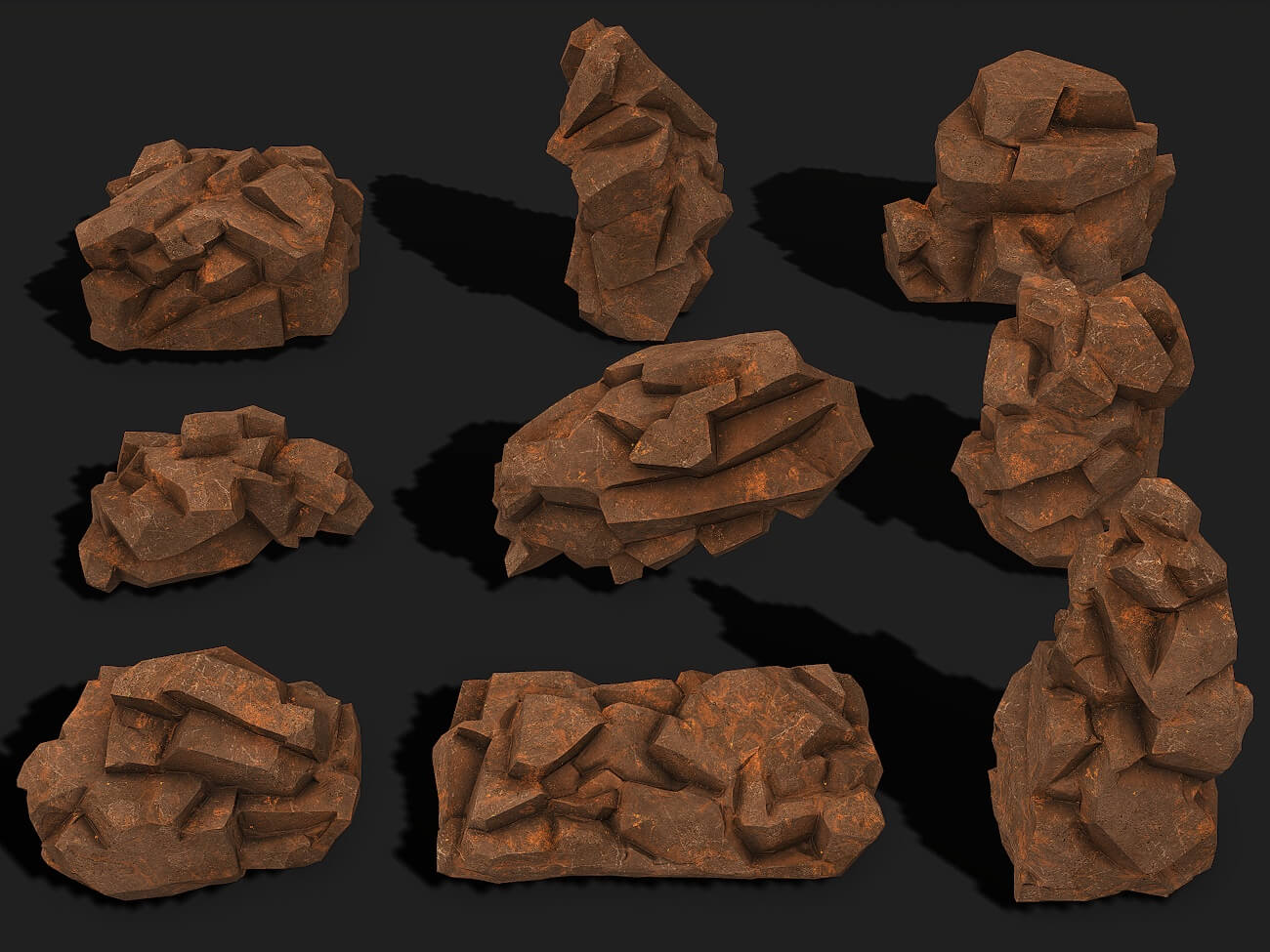 Rock Set PBR Low Poly 04 - 3D Model by ERTAN ZORLU