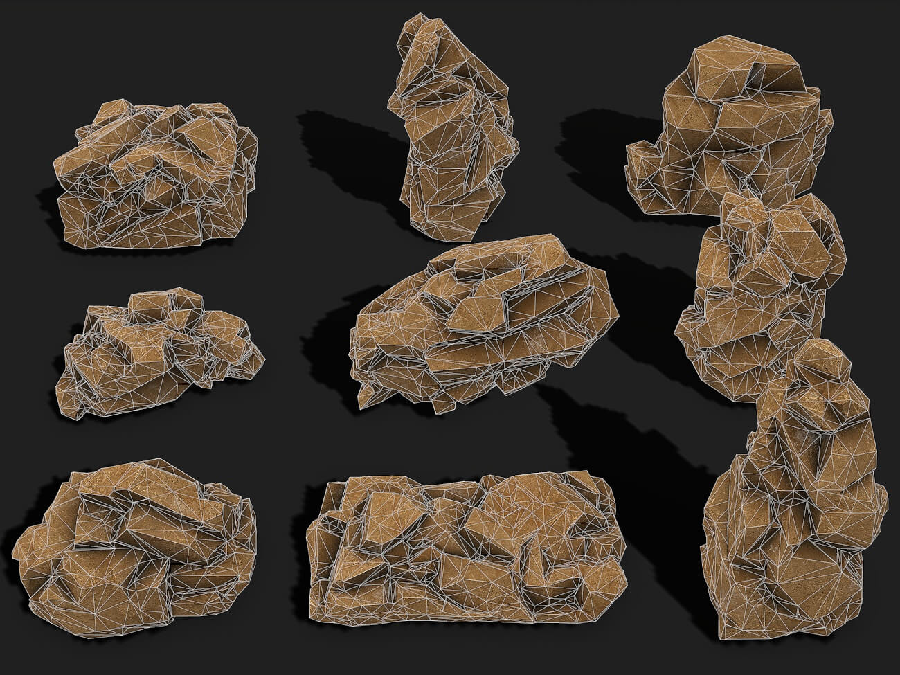 Rock Set PBR Low Poly 05 - 3D Model by ERTAN ZORLU