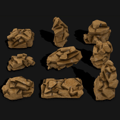 Rock Set PBR Low Poly 05 - 3D Model by ERTAN ZORLU