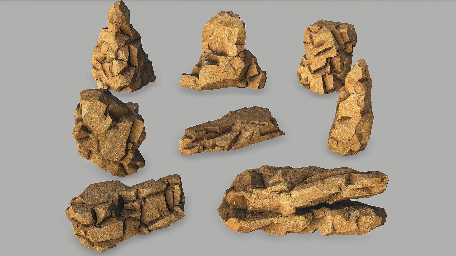 Rock Set PBR Low Poly 05 - 3D Model by ERTAN ZORLU