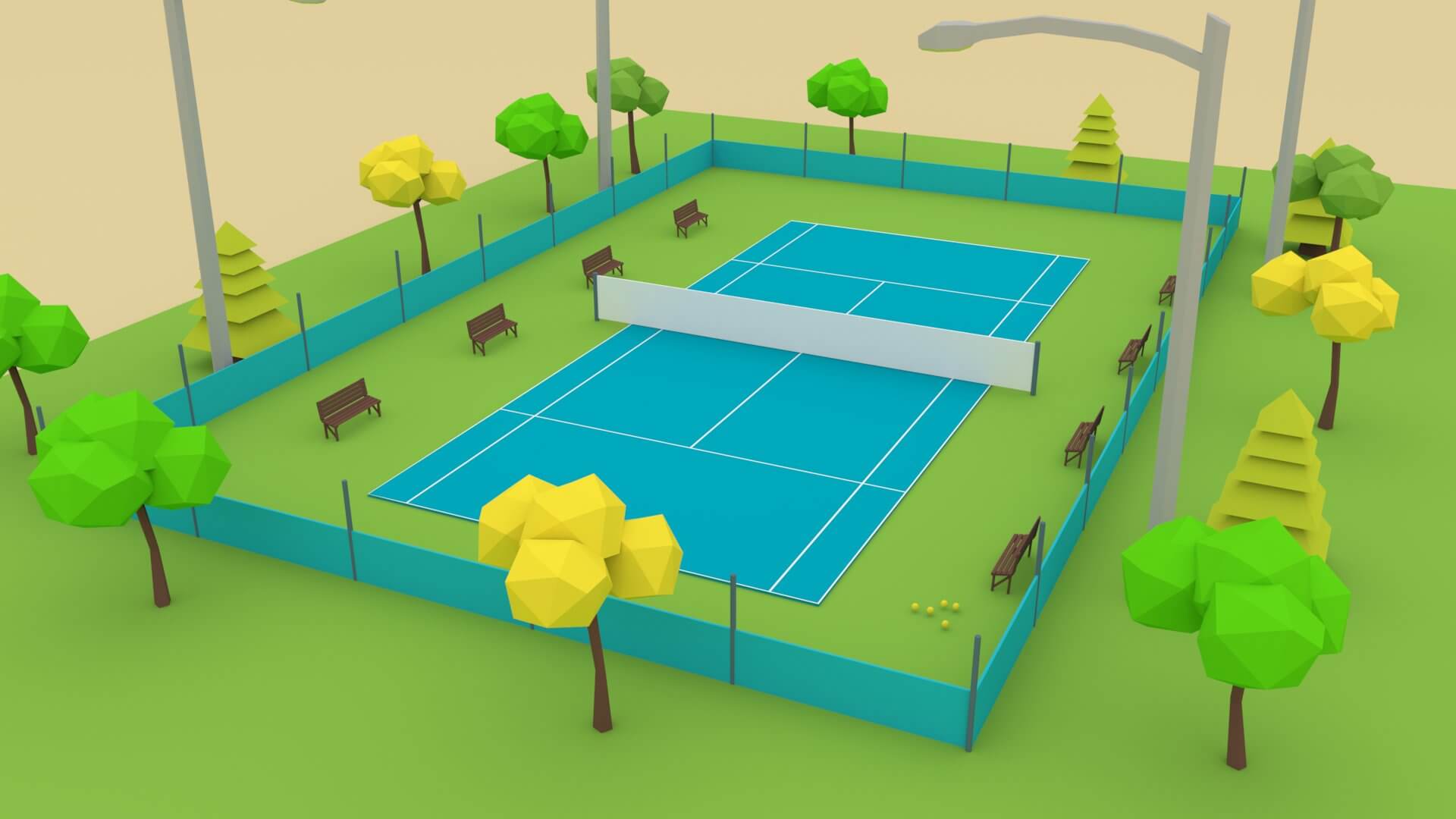 Tennis Court Cartoon