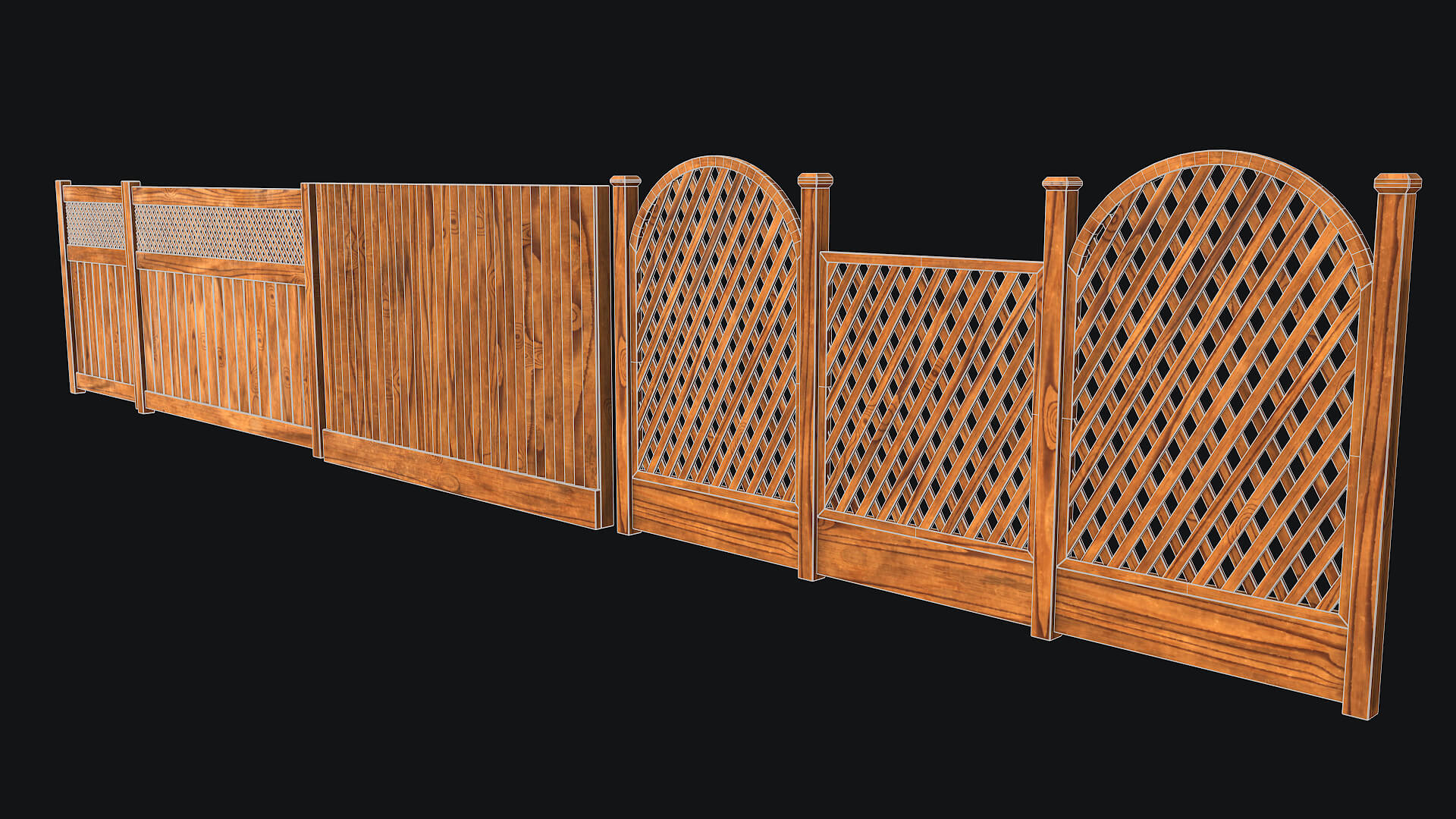 Wooden Fence Set PBR 01 - 3D Model by ERTAN ZORLU