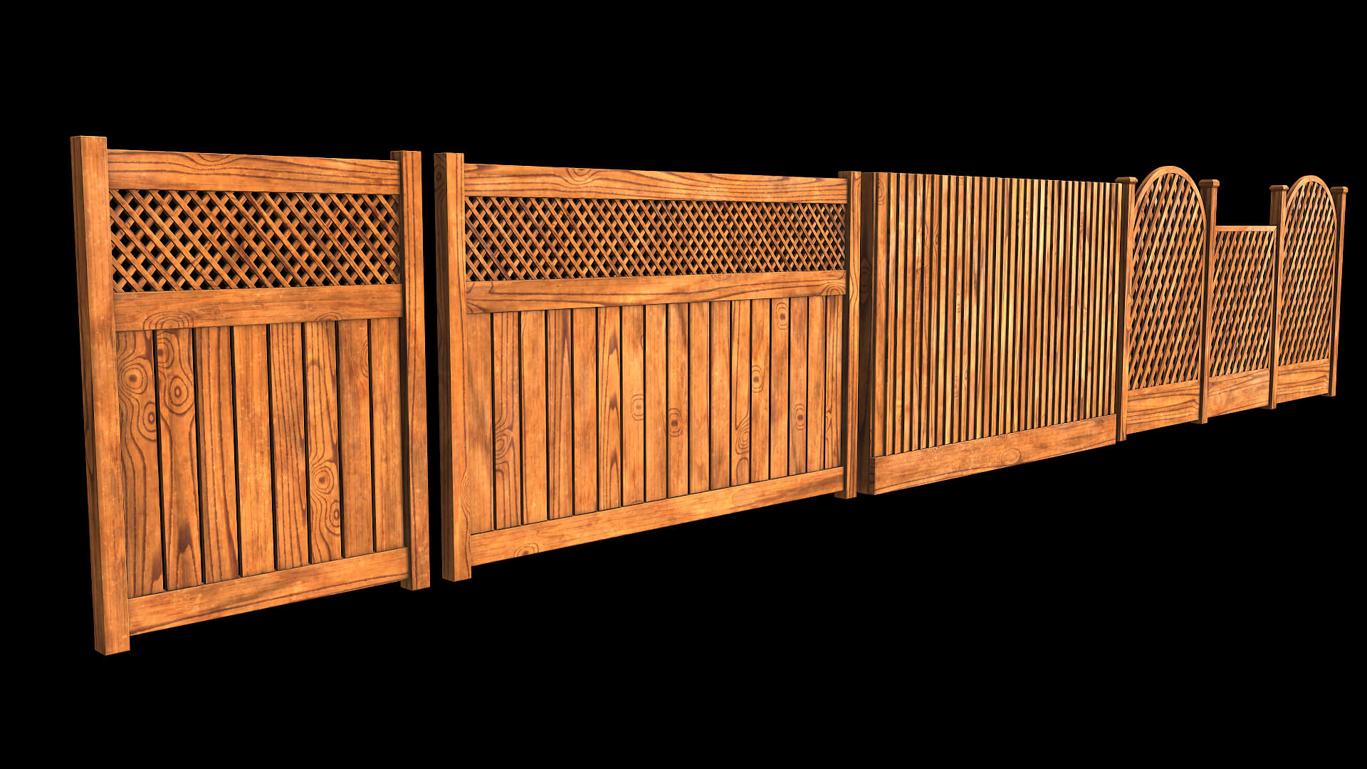 Wooden Fence Set PBR 01 - 3D Model by ERTAN ZORLU