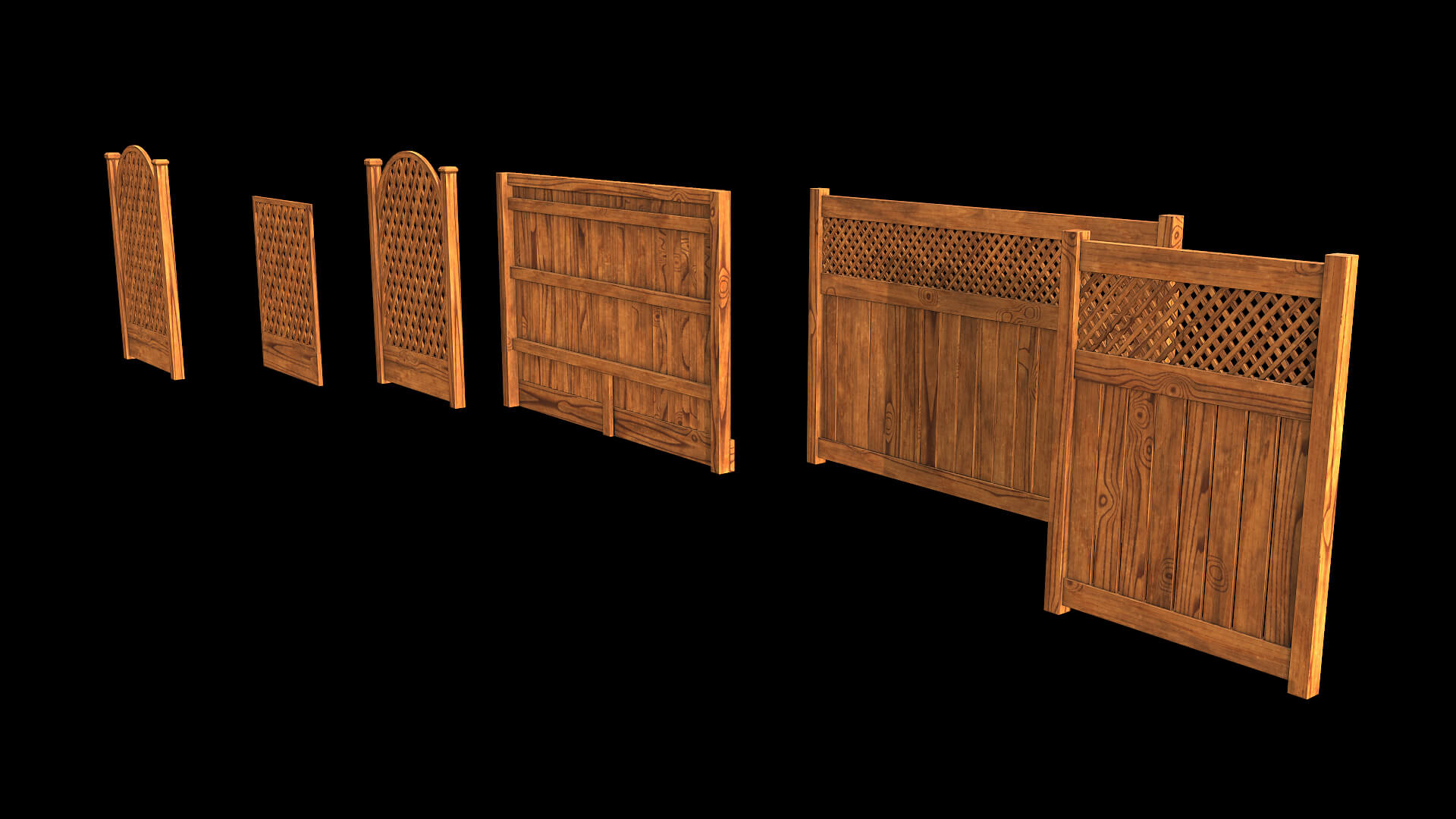 Wooden Fence Set PBR 01 - 3D Model by ERTAN ZORLU