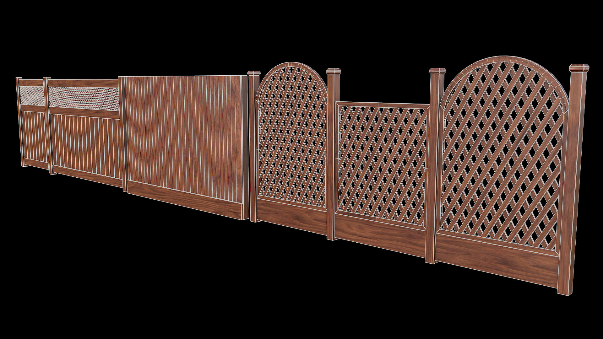Wooden Fence Set PBR 02 - 3D Model by ERTAN ZORLU