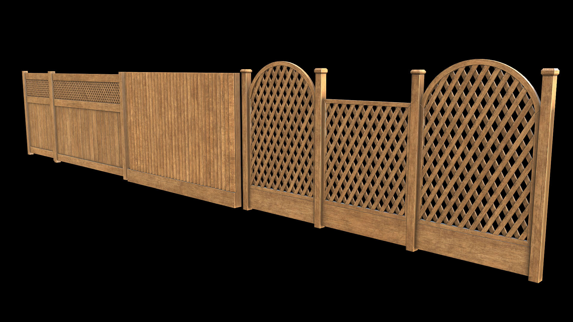 Wooden Fence Set PBR 03 - 3D Model by ERTAN ZORLU
