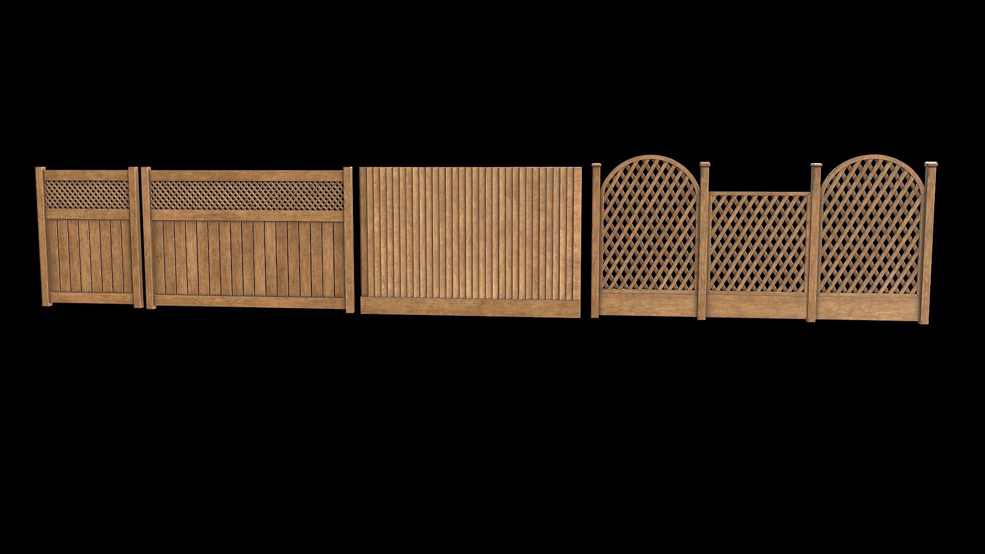 Wooden Fence Set PBR 03 - 3D Model by ERTAN ZORLU
