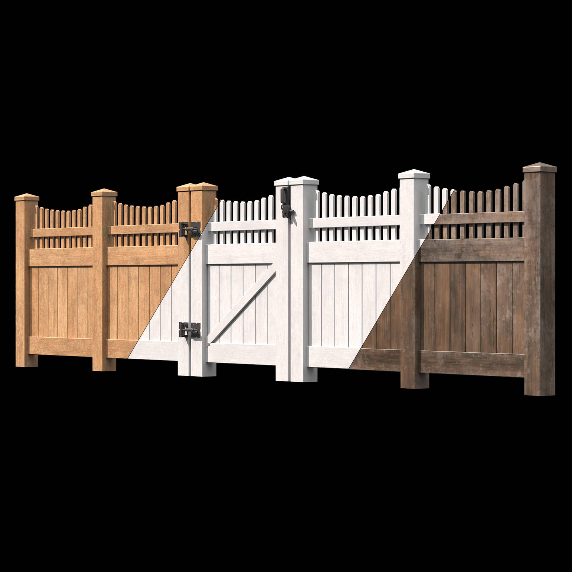 Wooden Fence Set PBR 04 - 3D Model by ERTAN ZORLU