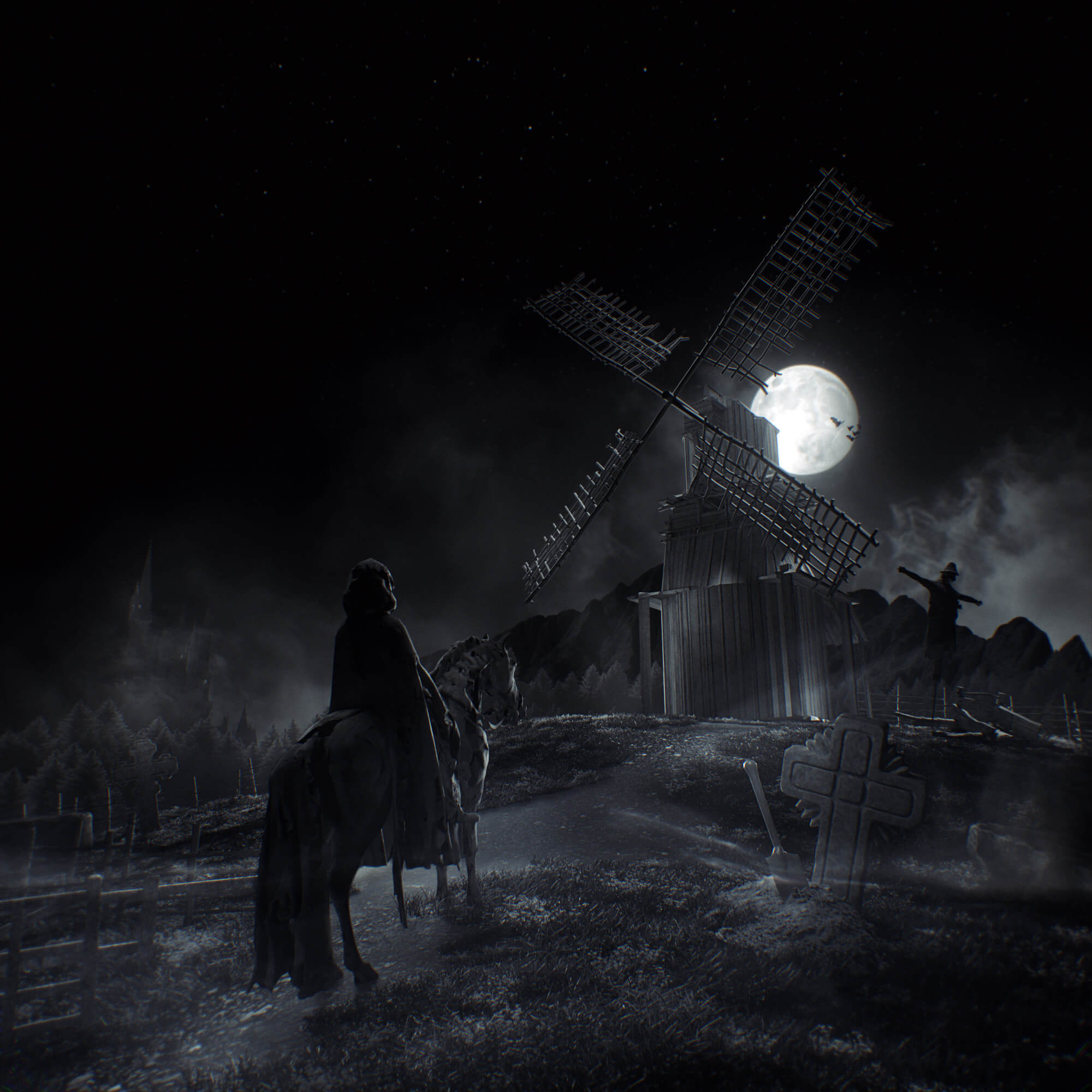 Dark Lone Rider 3D Render, Digital Art by eruultmax