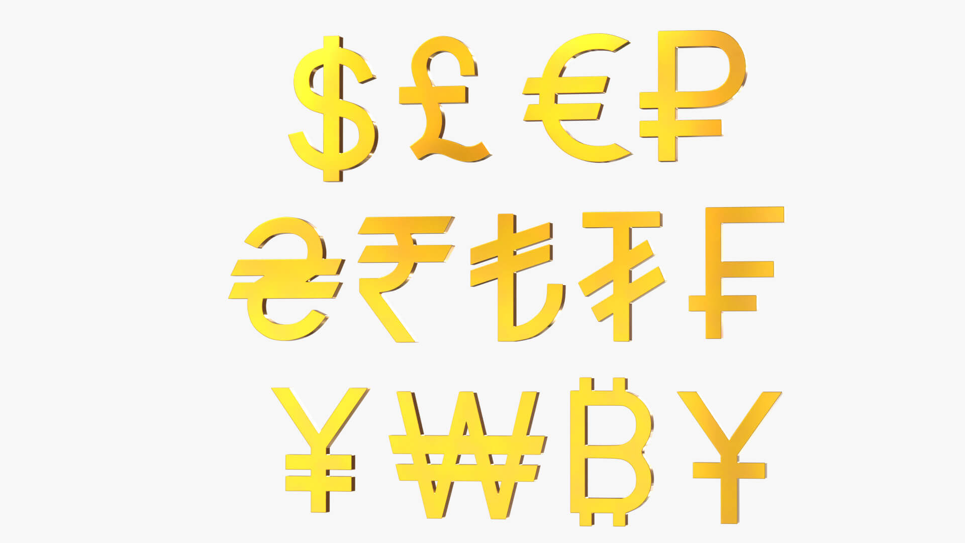 Currency Symbols - 3D Model by esfey