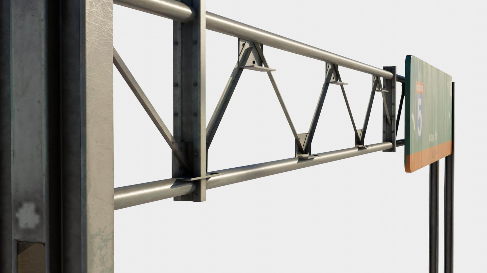 Highway Guard Rail Signs and Street Lights - 3D Model by esmileonline