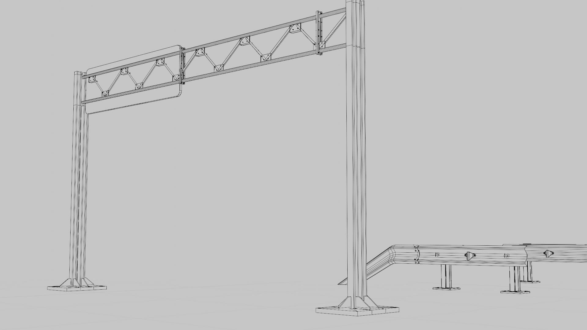 Highway Guard Rail Signs and Street Lights - 3D Model by esmileonline
