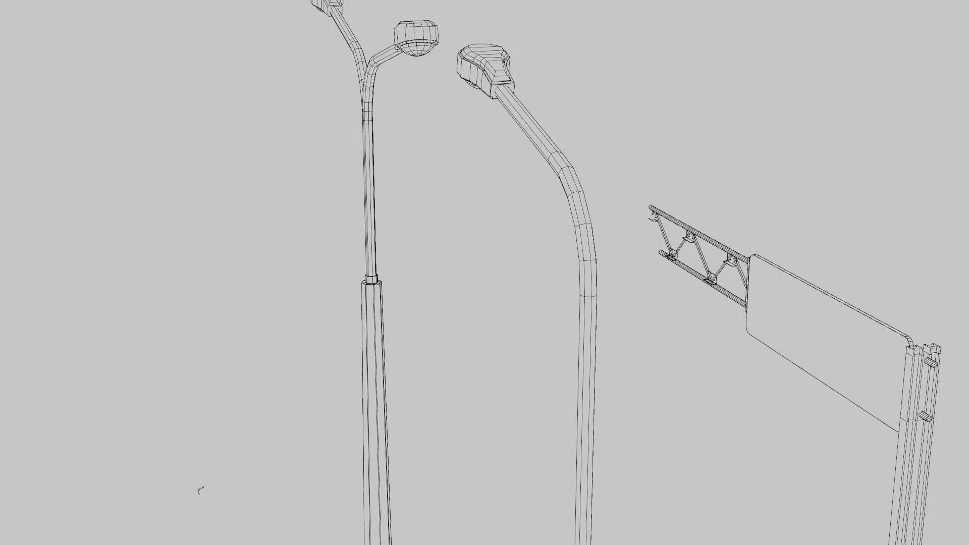 Highway Guard Rail Signs and Street Lights - 3D Model by esmileonline