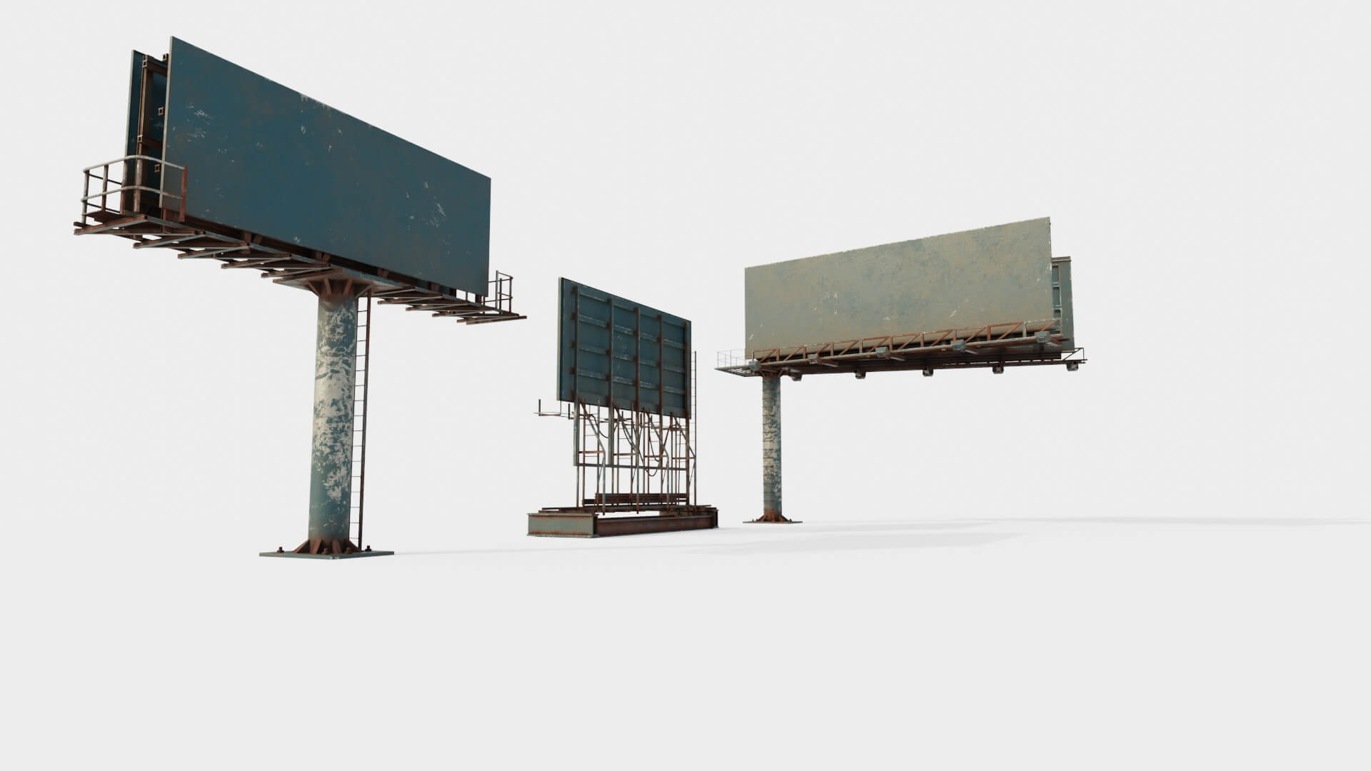 Oldy Rusty Advertisement Billboards With 4k PBR Game Ready - 3D Model ...