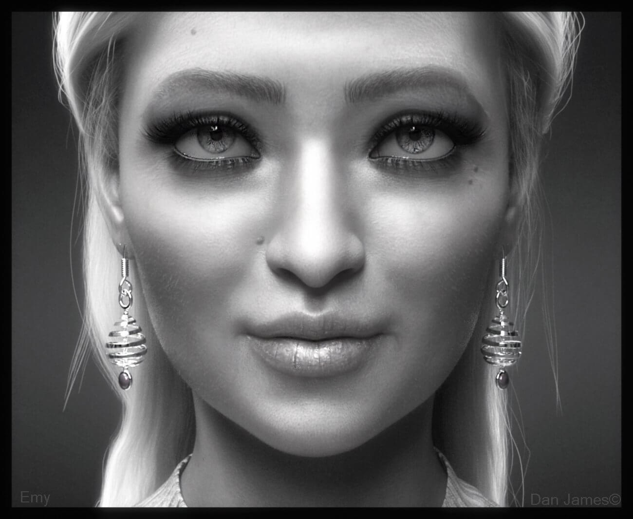 Emy BW 3D Render, Digital Art by essentials