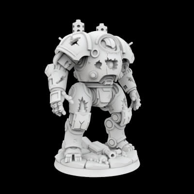 Battle Damaged Robot Mech 3D Printable Model by estudiocog