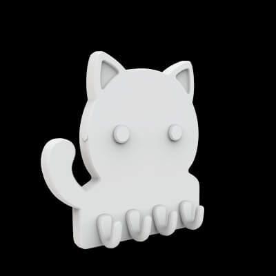 Cute Cat Key Holder 3D Printable Model by estudiocog