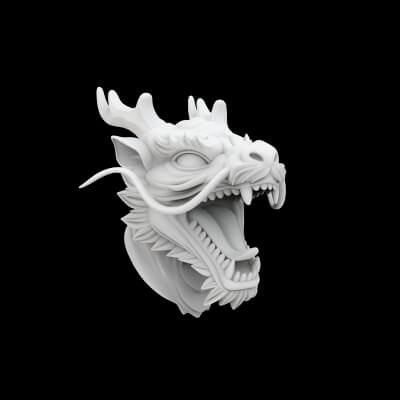 Eastern Dragon Roaring Head Statue 3D Printable Model by estudiocog