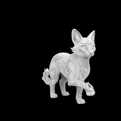 Fantasy Cat with Crystal Eyes 3D Printable Model by estudiocog