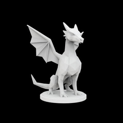 Low Poly Dragon 3D Print Model Fantasy Creature by estudiocog