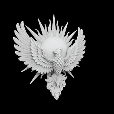 Phoenix and Sun Pendant 3D Printable Model by estudiocog