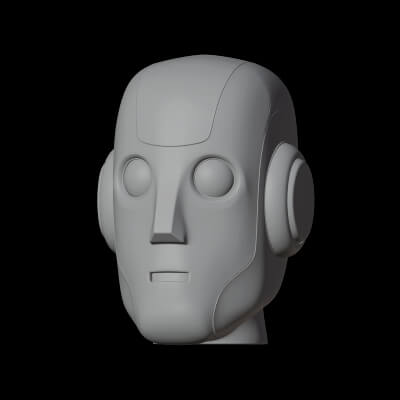 Robot Head 3D Print Model Character Bust by estudiocog